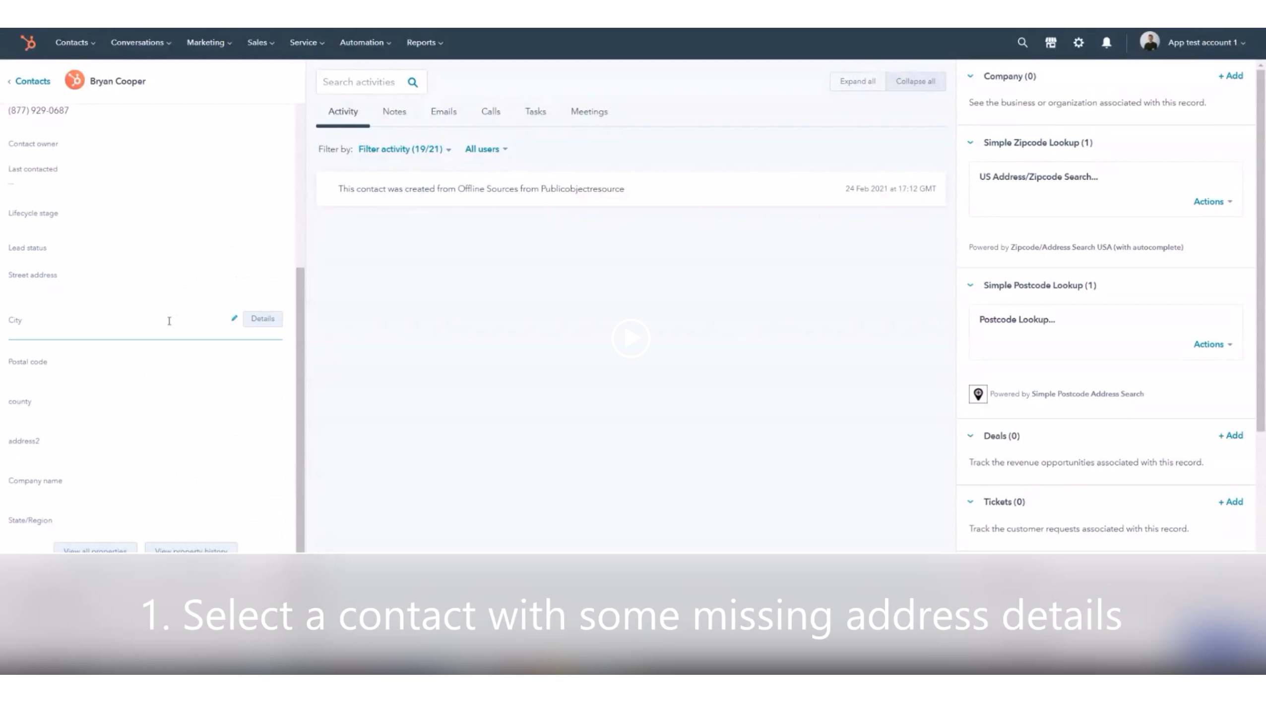 USA Zipcode Address Search - App for HubSpot