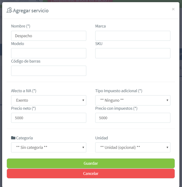 ¿Cómo agrego un servicio a la venta?