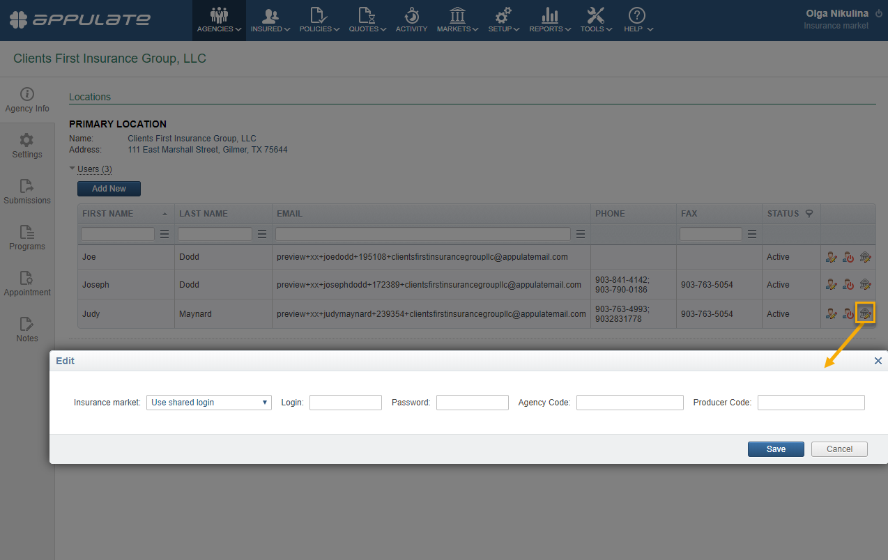 Agency and Producer codes